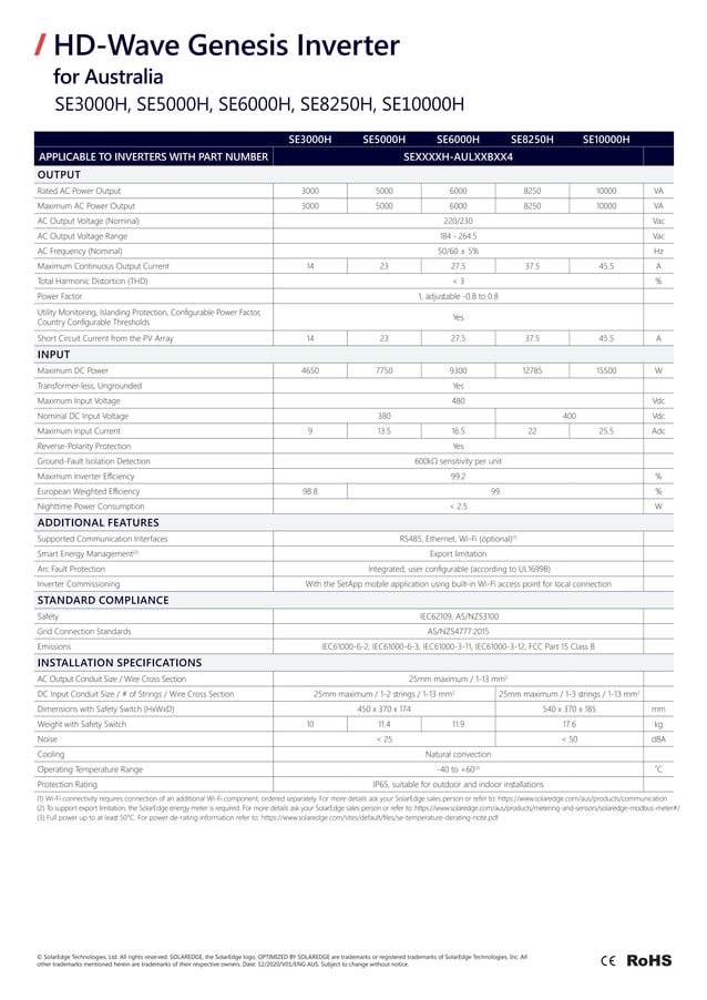 Solaredge-HD-Wave-Genesis-1PH-inverters.pdf | Technology & Computing