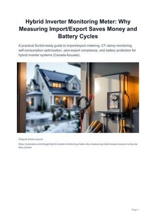 Hybrid Inverter Import/Export Meter Guide: CT Clamp Monitoring, Self ...