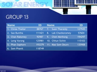 Solar Energy__Instructed by Prof. Chea Leng | PPT