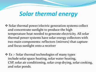 Solar energy and types of solar energy | PPTX