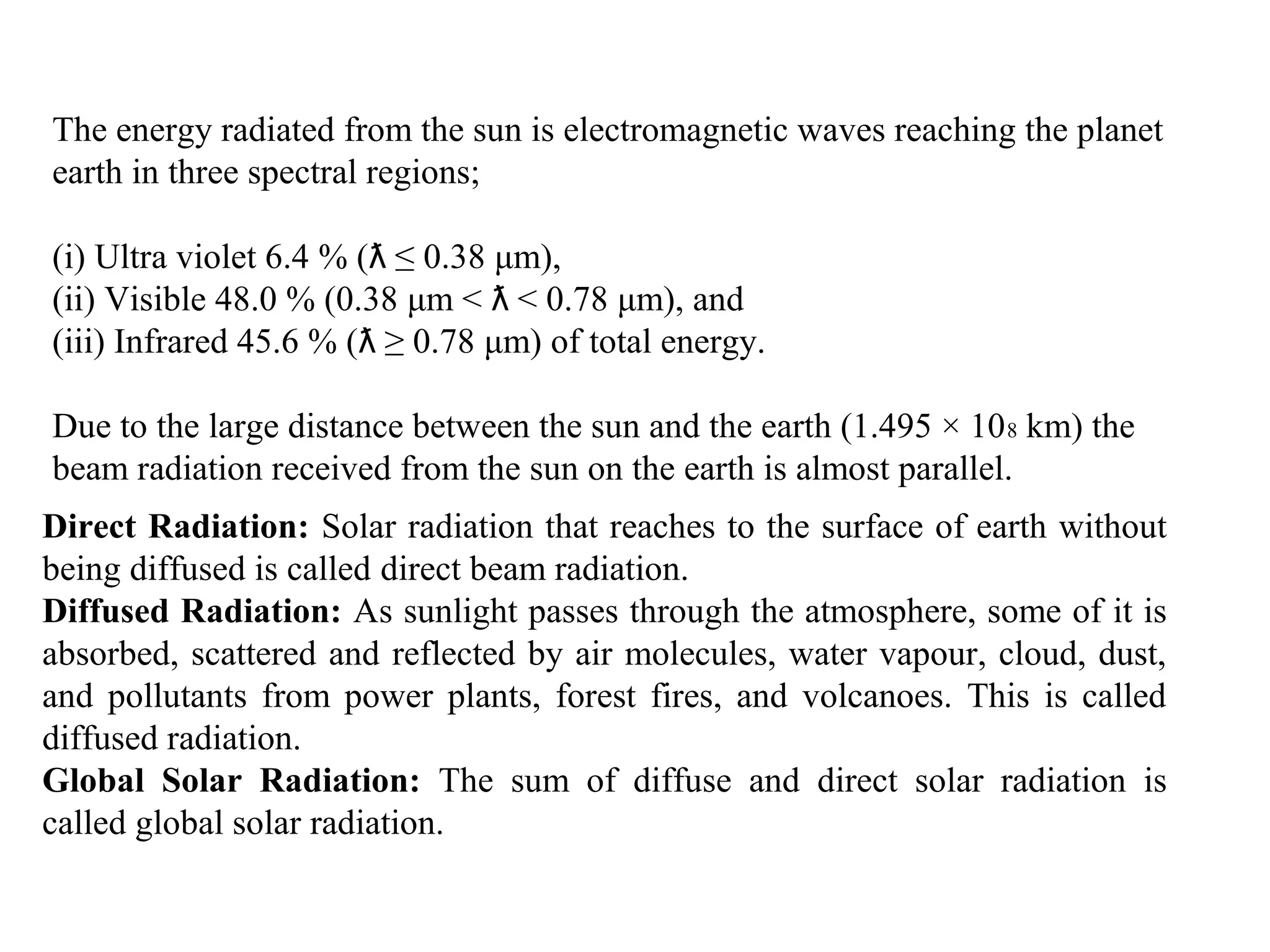 Principles of Solar radiation unit 1- Renewable Energy sources | PPT