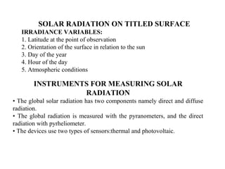 Principles of Solar radiation unit 1- Renewable Energy sources | PPT