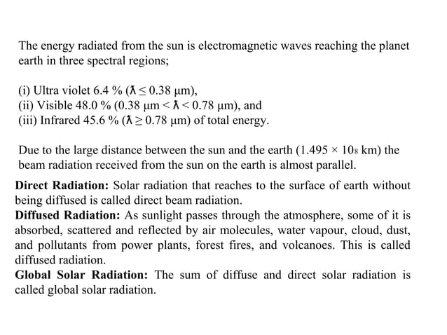 Principles of Solar radiation unit 1- Renewable Energy sources | PPT ...