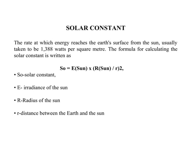 Principles of Solar radiation unit 1- Renewable Energy sources | PPT ...