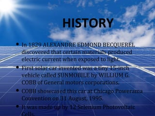 Solar energy car ppt By -Praveen Kumar Kushwaha | PPT