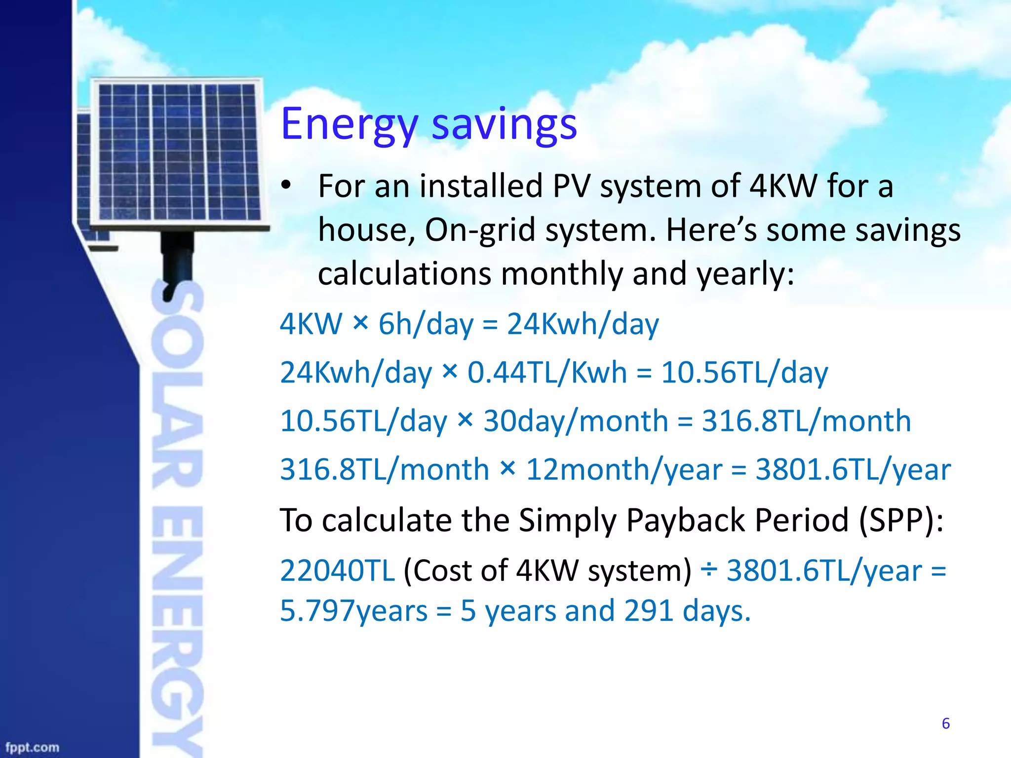 Solar photovoltaic savings | PPT