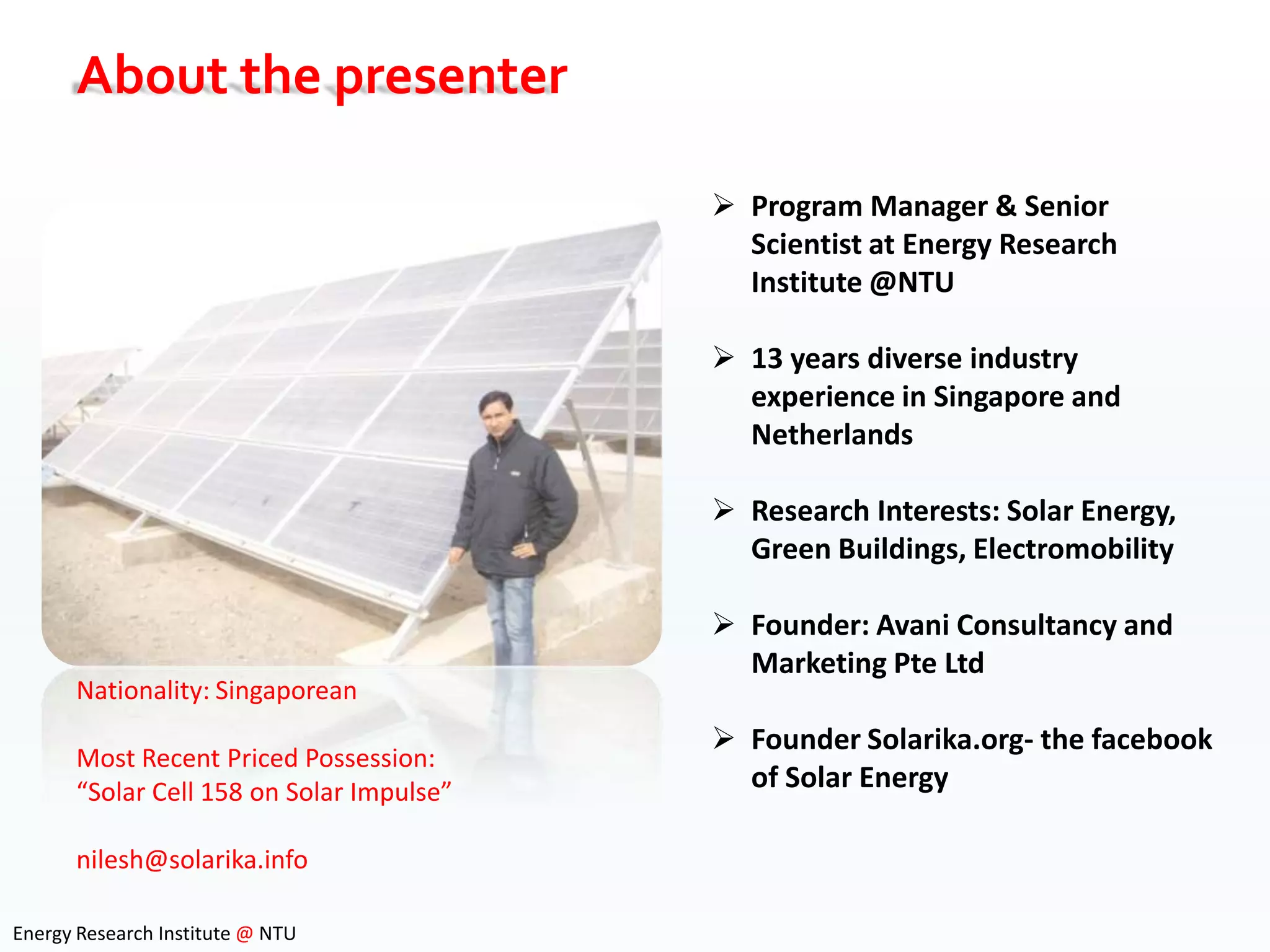 Solar Energy Presentation to School Children | PPTX