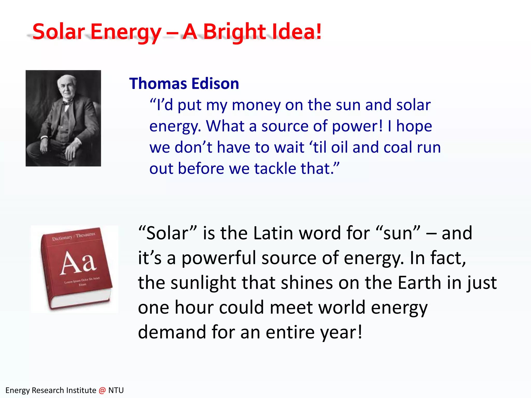 Solar Energy Presentation to School Children | PPTX