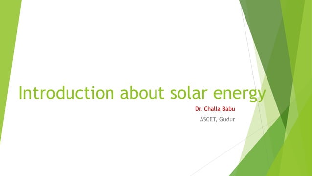 Solar Energy Introduction | PPT