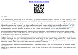 Solar Energy Synthesis | PDF
