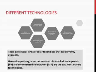 Solar energy technologies | PPTX