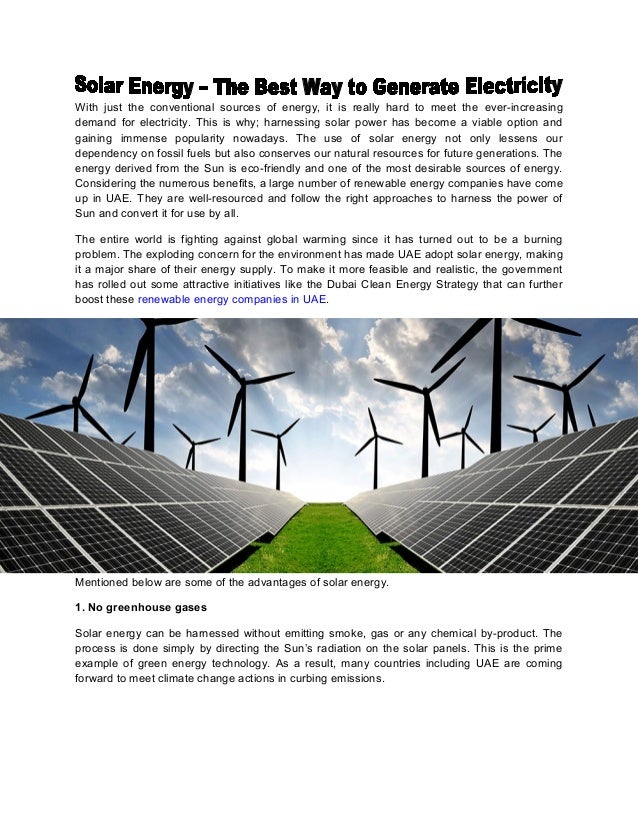 Solar Energy – The Best Way To Generate Electricity