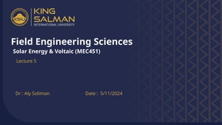 Solar Energy & Voltaic MEC451- LEC 6.pptx
