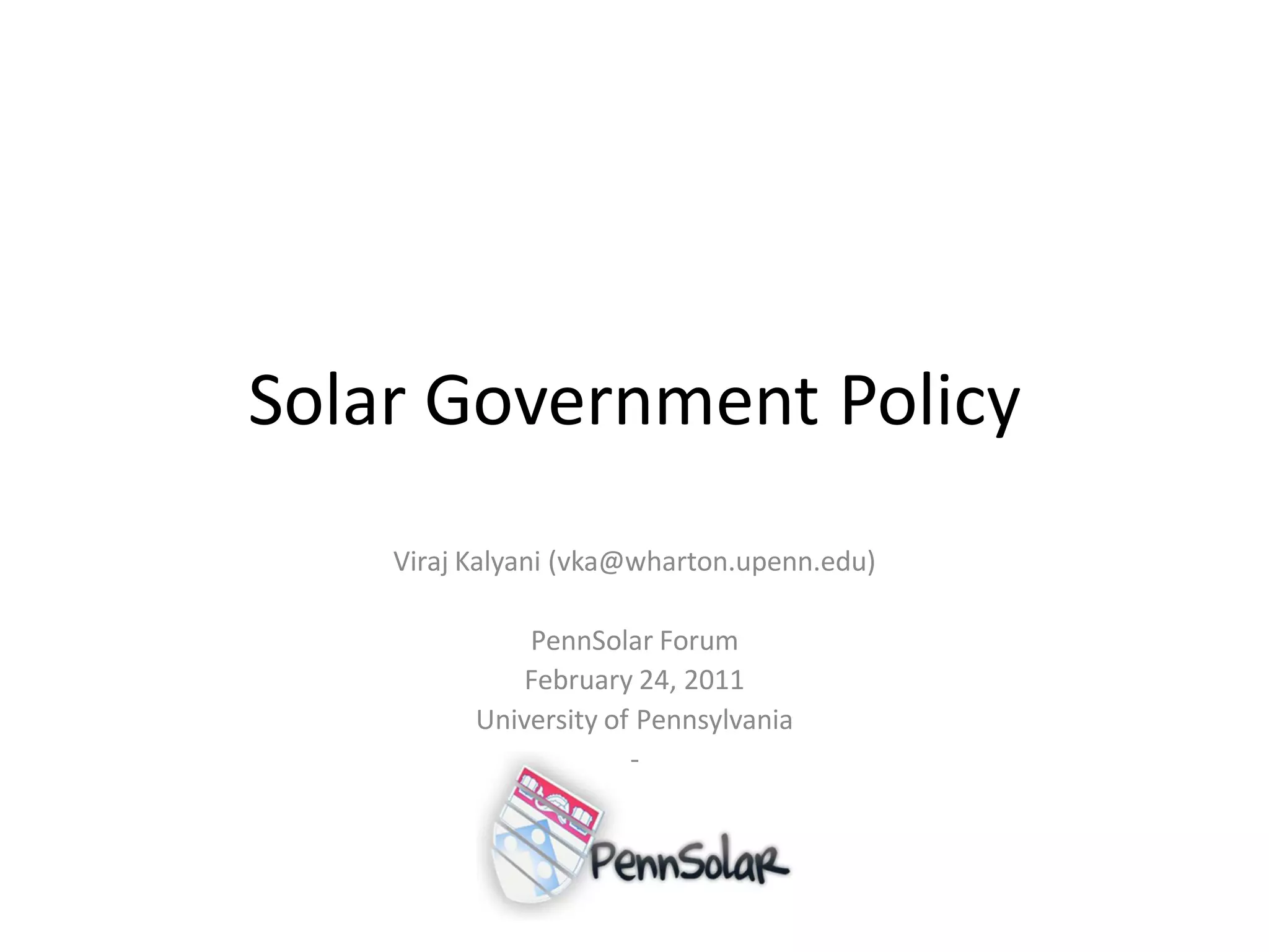 Solar Government Policy | PPT