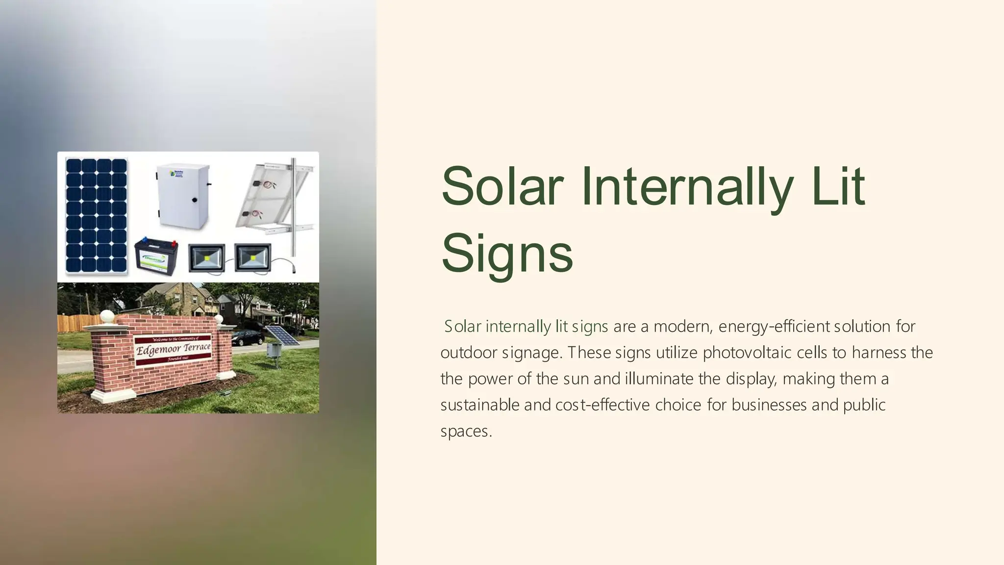 Solar Sign Lighting internally lit sign - Sun In One | PDF