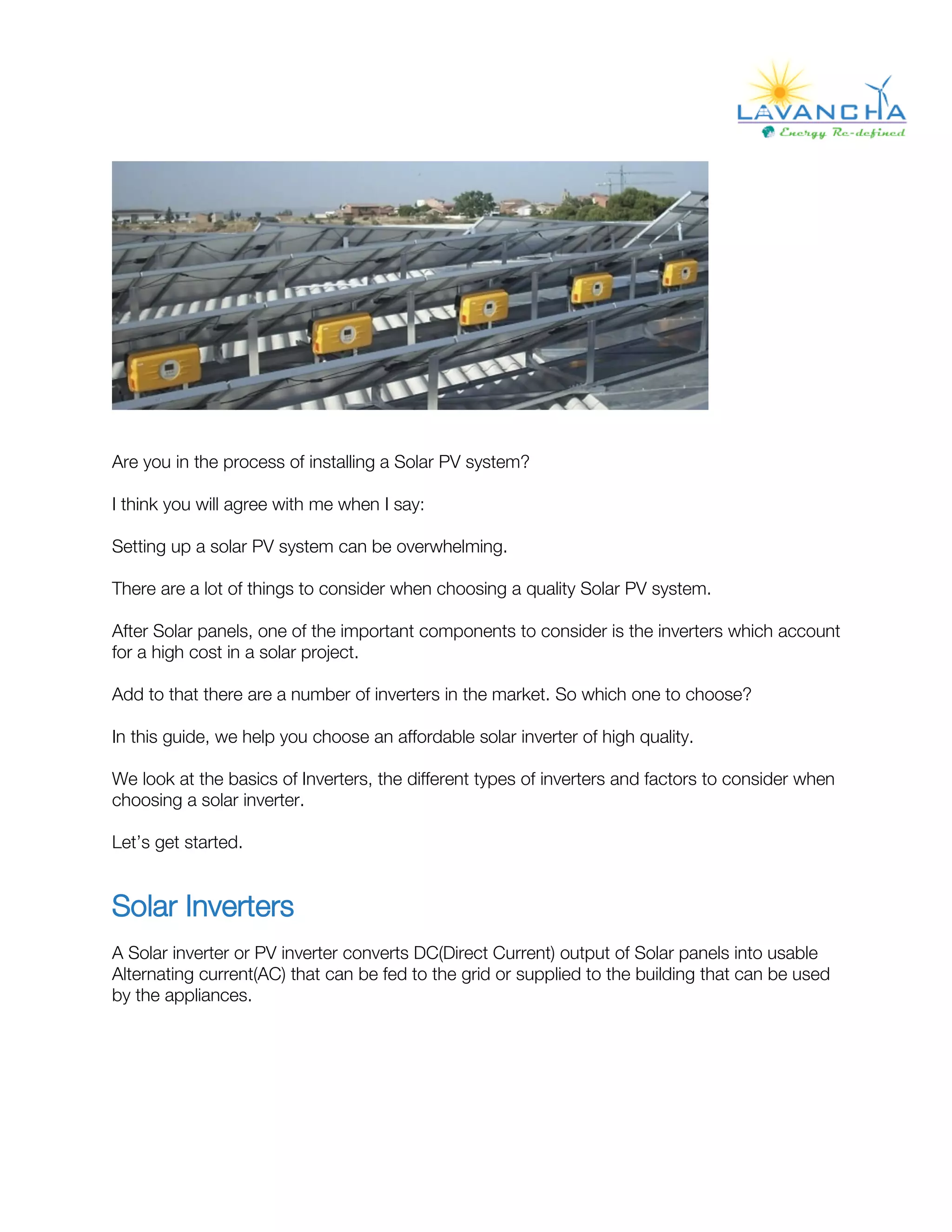 Solar inverter Selection guide | PDF