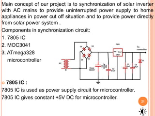 Solar inverter with autosynchronization using microcontroller | PPSX