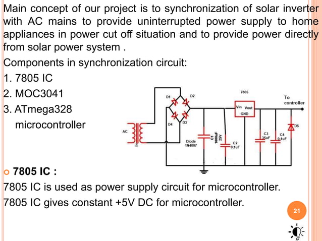 Solar inverter with autosynchronization using microcontroller | PPSX