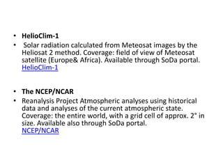 Solar irradiance data sources & software | PPTX