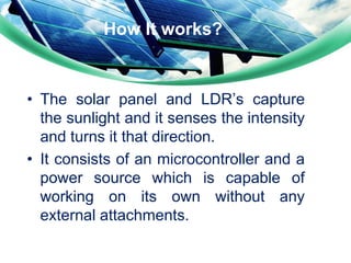 Solaris.pptx Making and functioning of solar tracker | PPT
