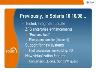 Solaris 10 10 09 what's new customer presentation | PDF