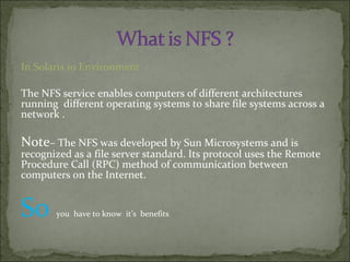 Solaris 10 administration 2 Configuring NFS | PPT