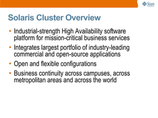 Solaris cluster customer presentation | PPT