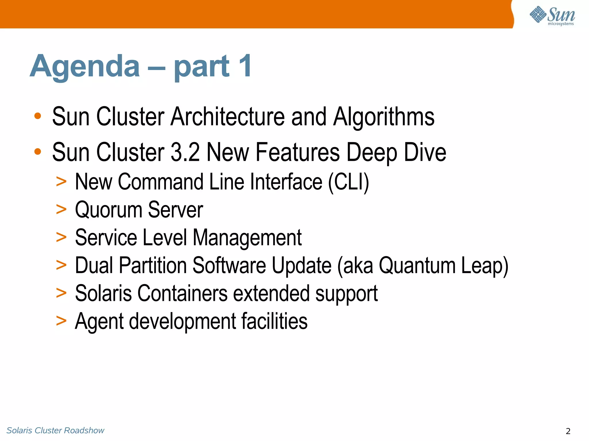 Solaris cluster roadshow day 1 technical presentation | PDF