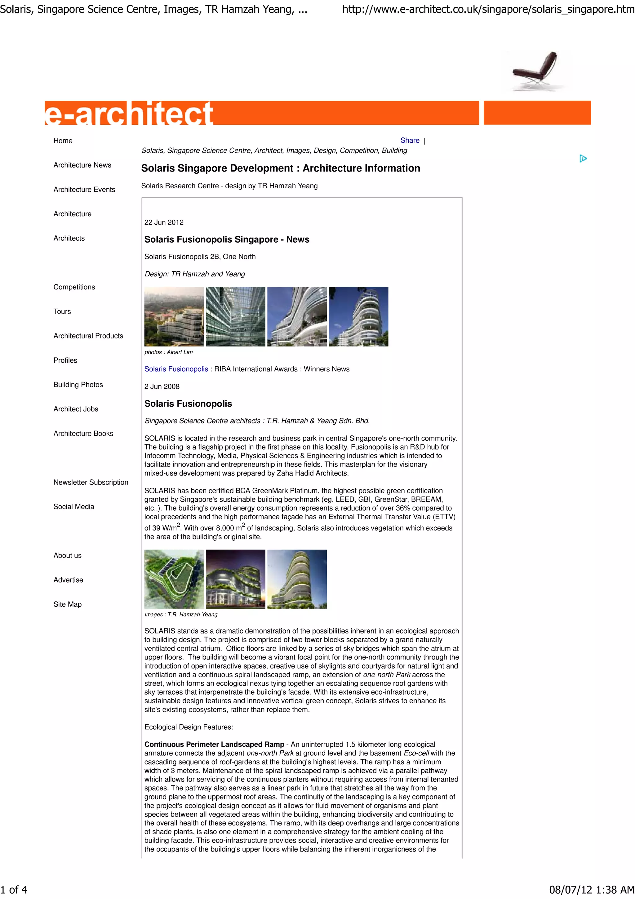 Solaris, singapore science centre, images, tr hamzah yeang, solaris singapore | PDF