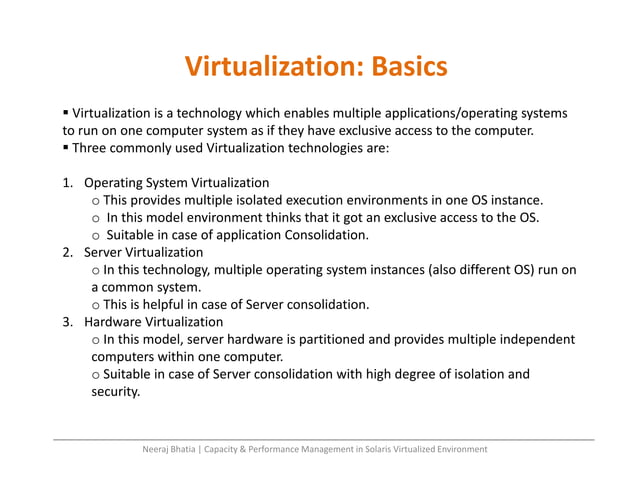 Capacity & Performance Management in Solaris Virtualized Environment | PPT