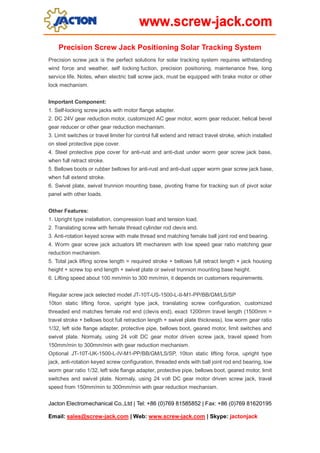 Solar jacks type, solar panel positioning gears jack, solar tracker ...