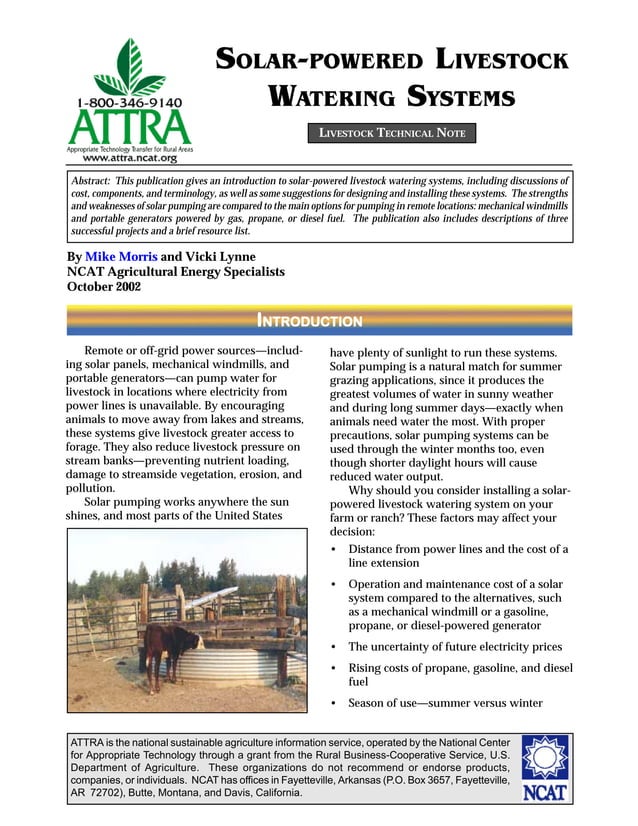 Solar-powered Livestock Watering Systems | PDF