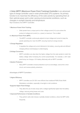 Solar MPPT Controller Maximizes Efficiency in Solar Energy Systems.ppt