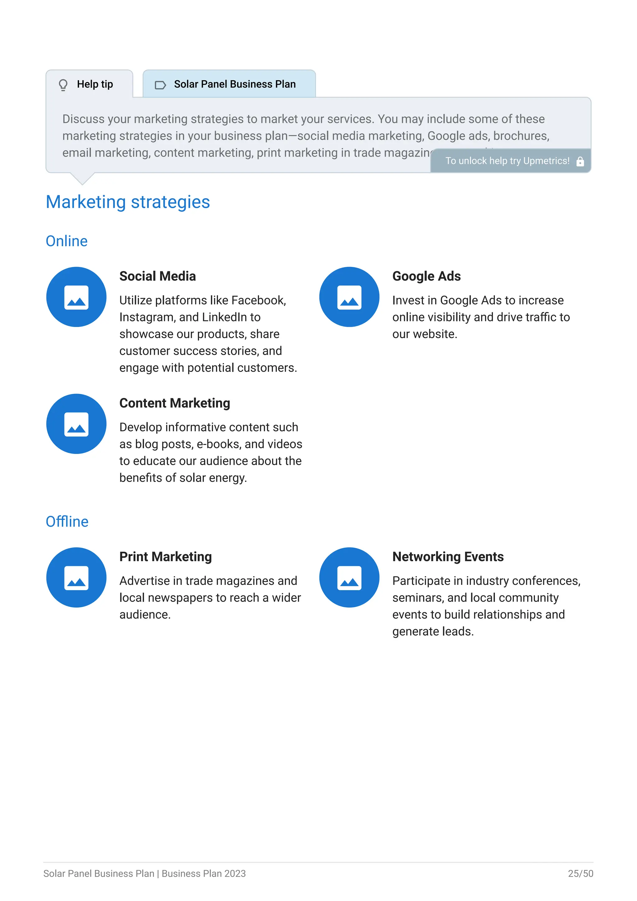 Solar Panel Business Plan Example | upmetrics | PDF