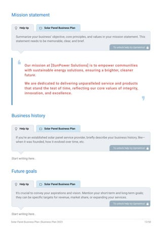 Solar Panel Business Plan Example | upmetrics | PDF