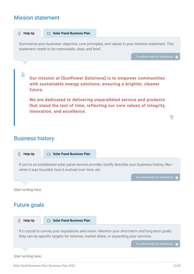 Solar Panel Business Plan Example | upmetrics | PDF | Business ...