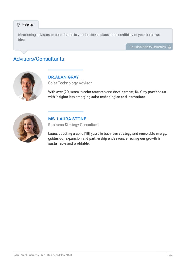 Solar Panel Business Plan Example | upmetrics | PDF | Business ...