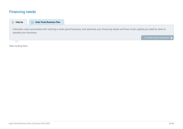 Solar Panel Business Plan Example | upmetrics | PDF | Business ...