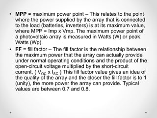 Solar panel i v characteristics | PPTX