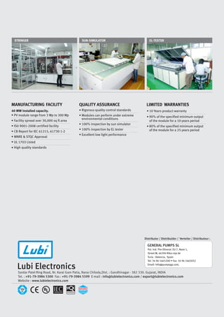 Lubi Electronics - Polycrystalline Solar Modules Manufacturer & Exporter | PDF