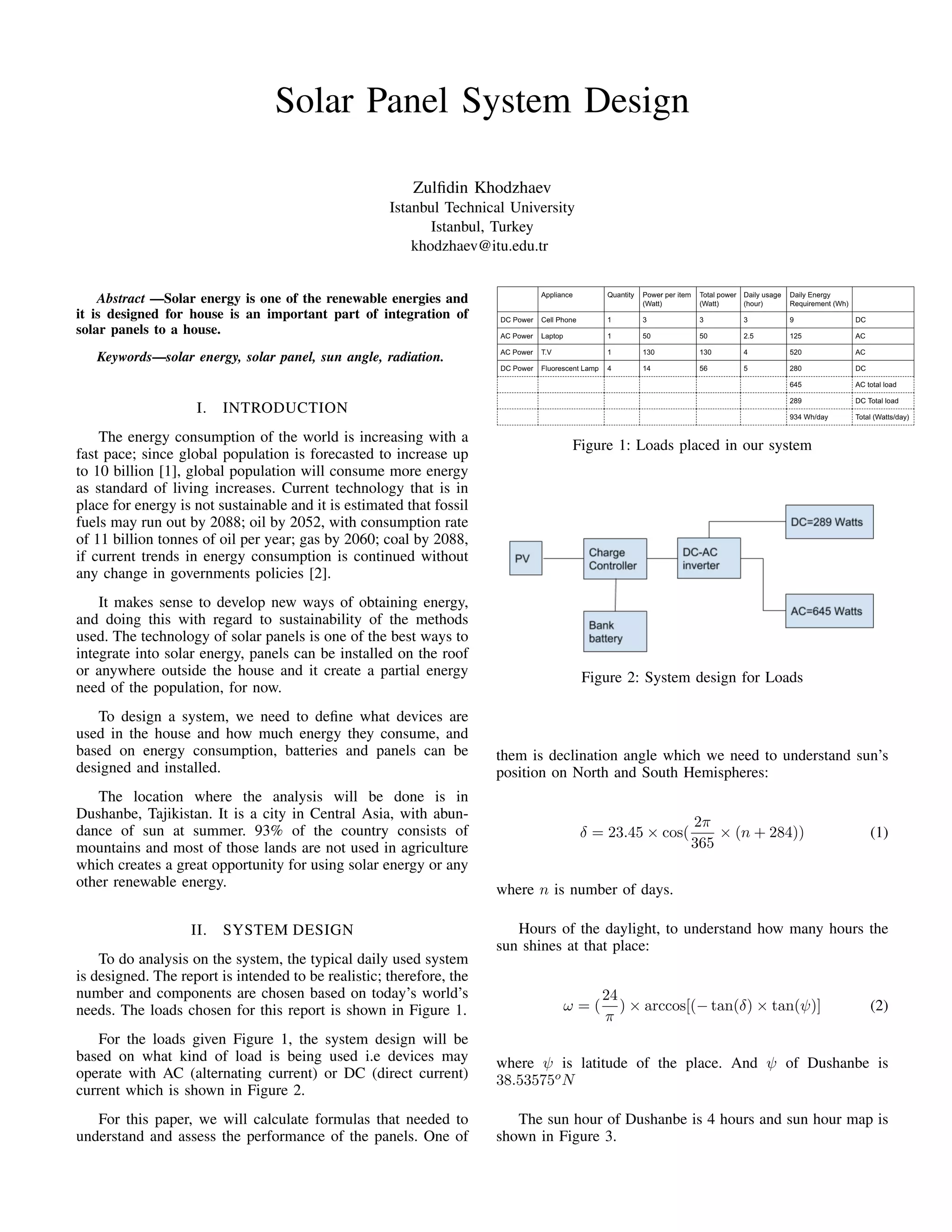 Solar Panel System Design | PDF