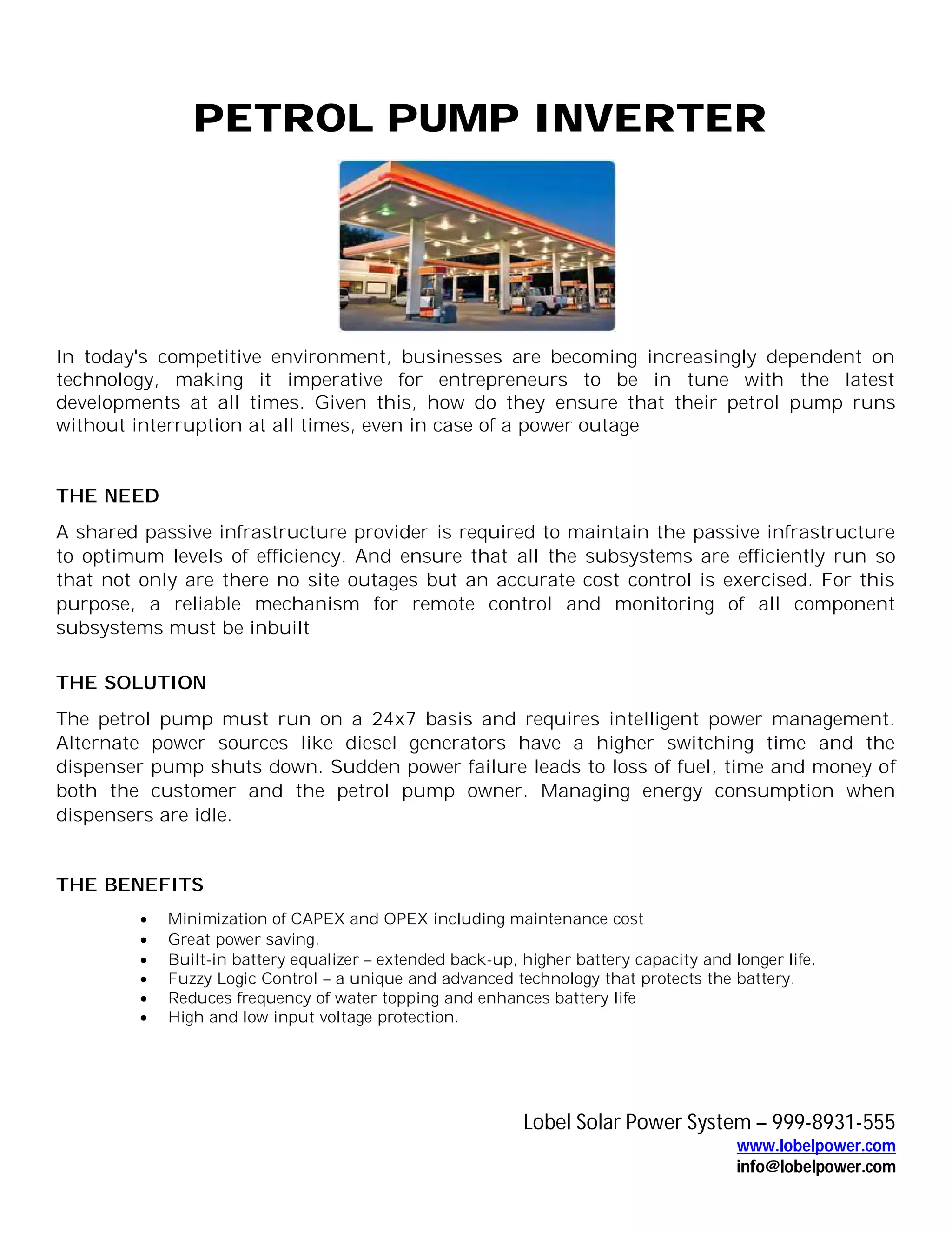 Solar petrol pump proposal | PDF