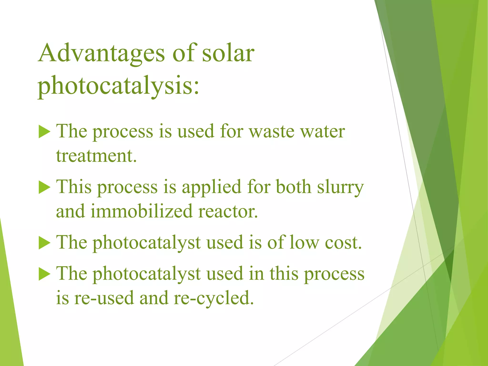Solar photocatalytic process & solar photocatalytic reactors | PPT