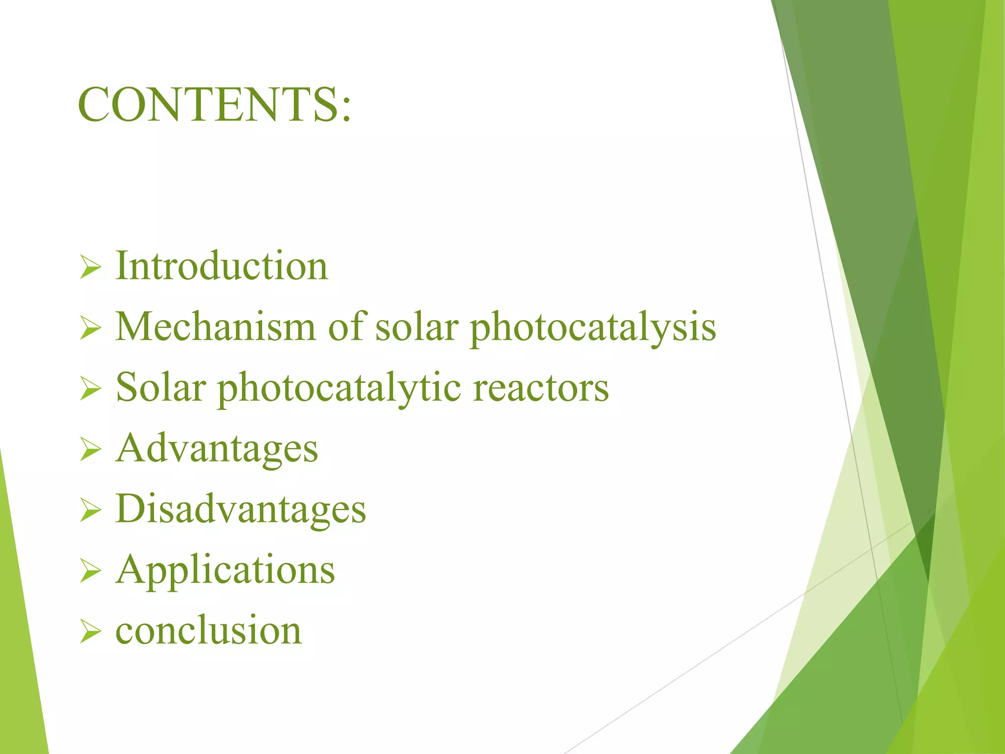 Solar photocatalytic process & solar photocatalytic reactors | PPT