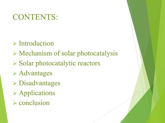 Solar photocatalytic process & solar photocatalytic reactors | PPT