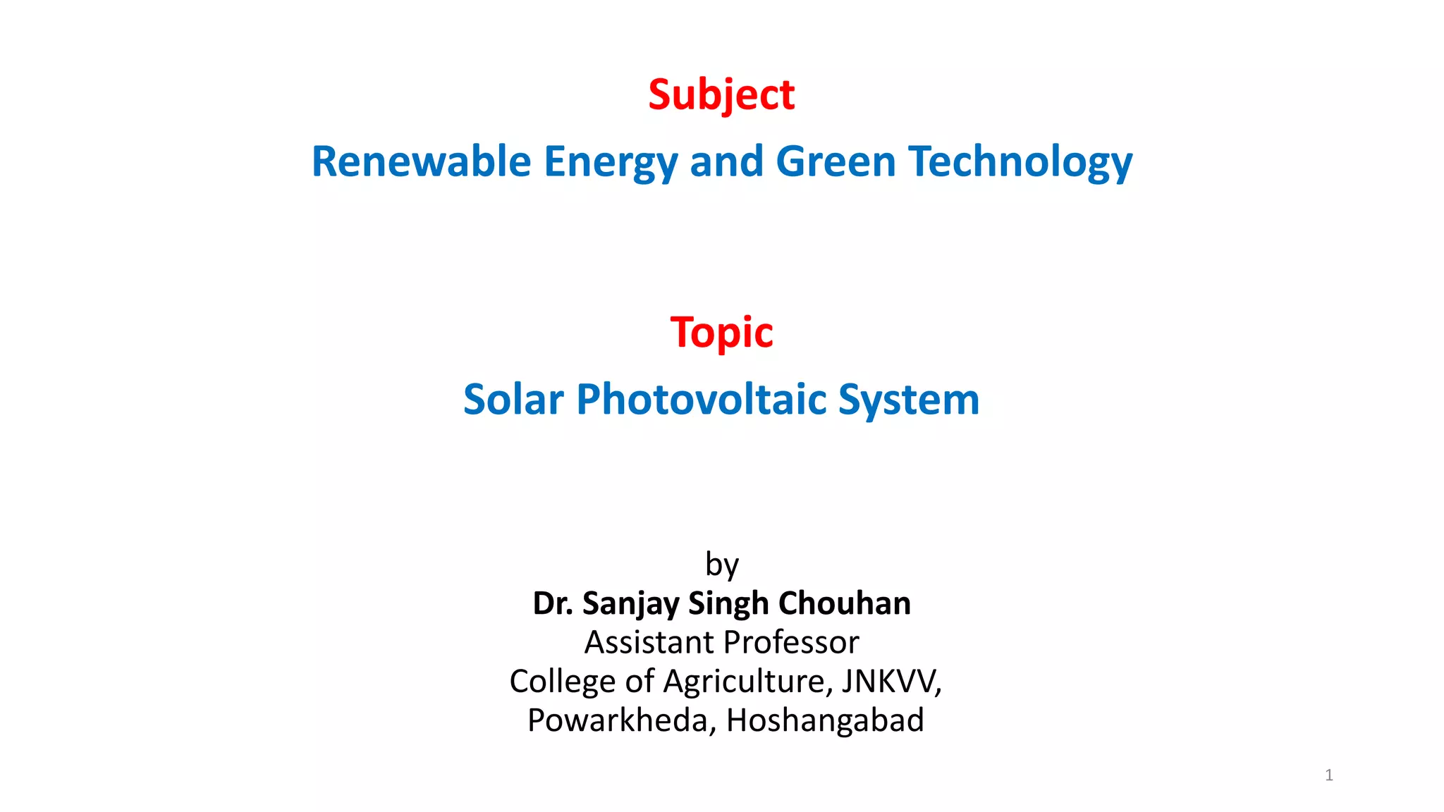 Solar photovoltaic system | PDF
