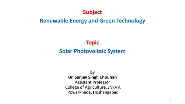 Solar photovoltaic system | PPT