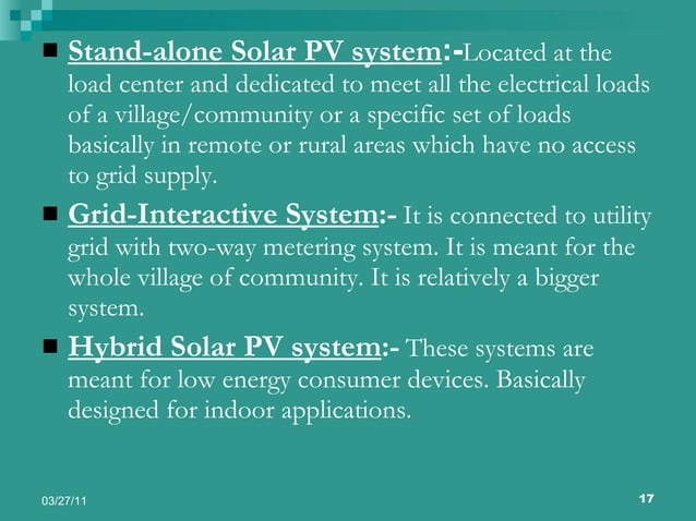 Solar photovoltaic systems | PPT