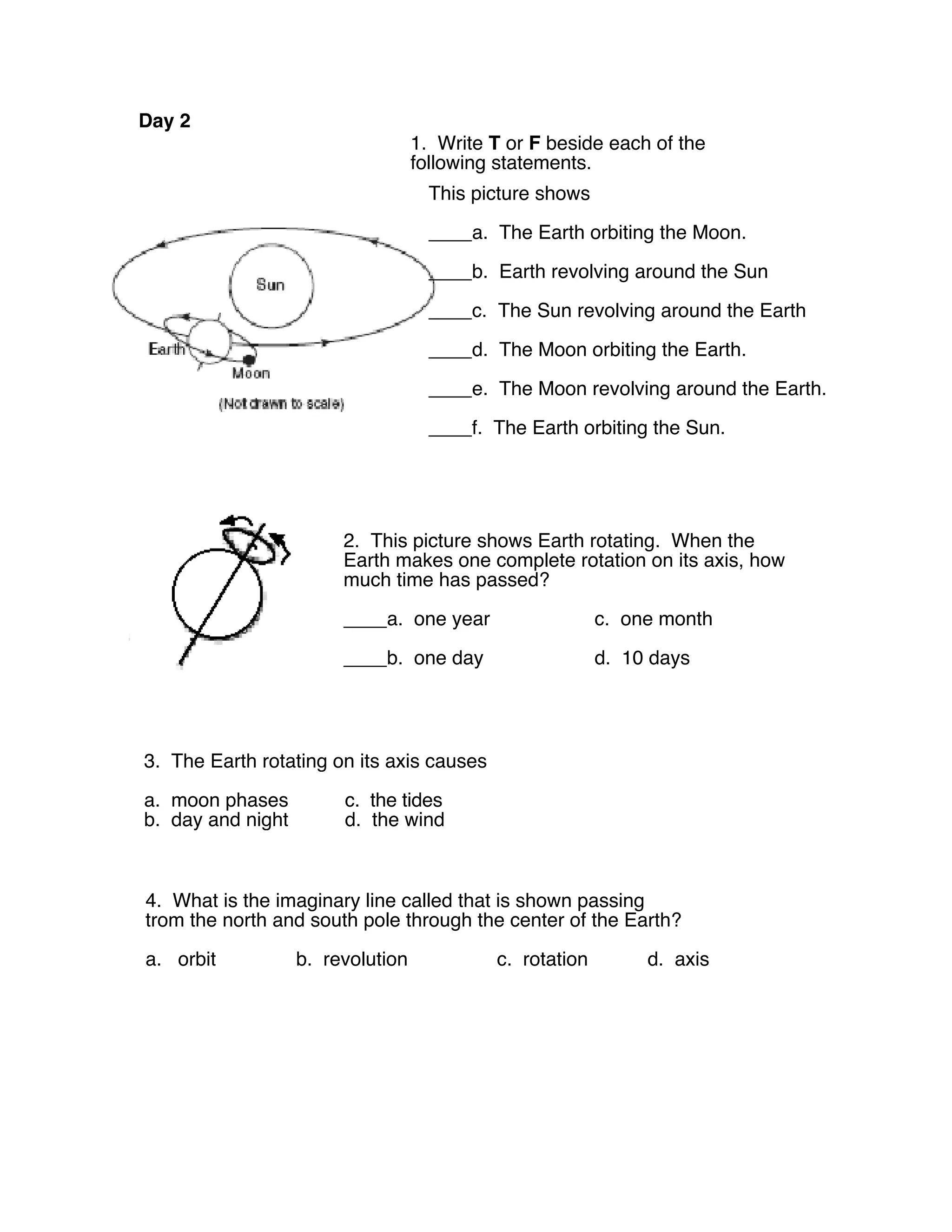 Solar:planet rotate orbit (worksheet 2) | PDF