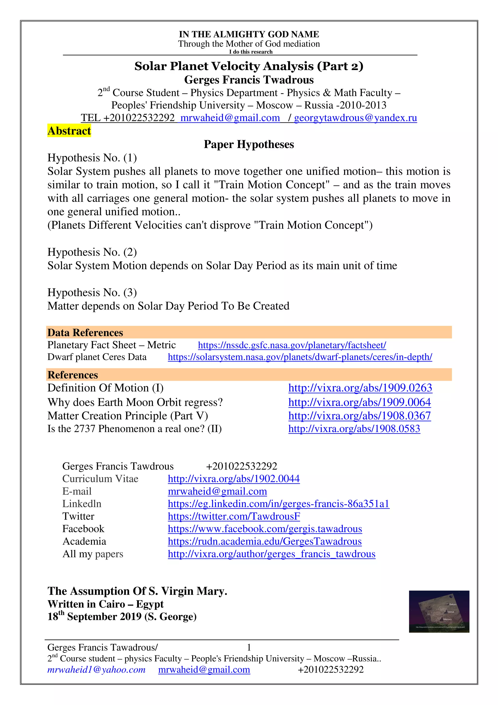 Solar Planet Velocity Analysis (Part 2) | PDF